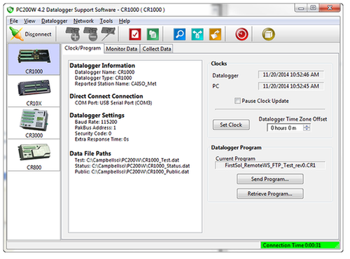 PC200W: Software iniciación datalogger